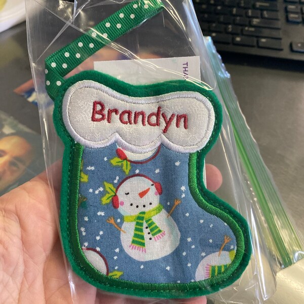 Personalized Christmas Stocking Ornament, Stocking Ornament Gift Holder ...