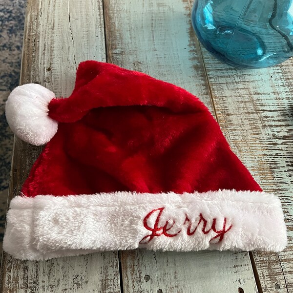 Santa Hat, Holiday Gift, Customizable Personalized Embroidered Hat ...