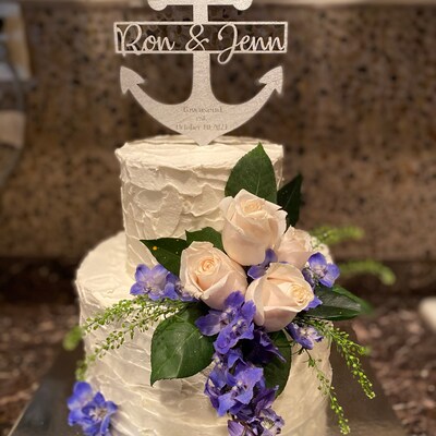 Personalized Anchor Cake Topper, Nautical Wedding Cake Topper, Naval ...