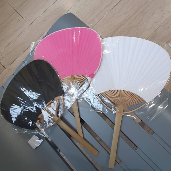 Bamboo Handle Paddle Fans - Paper Paddle Fans - Wedding Favor - Summer ...