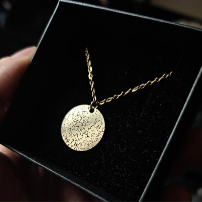 Custom Personalized Star Map Sterling Silver Round Necklace Medium Size ...
