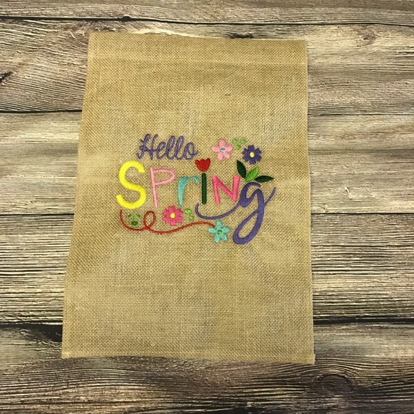 Hello Spring Word Art- Digitized Spring Word Art- Spring Design ...