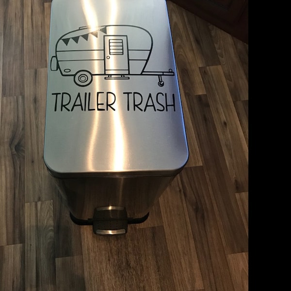 Trailer Trash Decal, Camp Trailer Decor, Trash Can, Rv Decals, Trailer ...