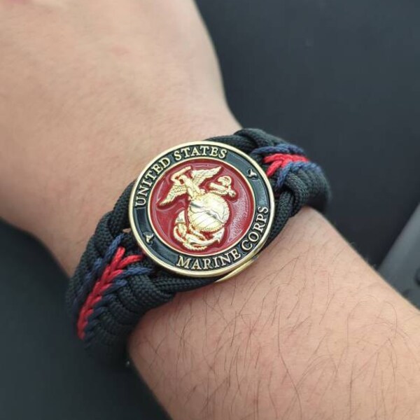 Marine Corps Paracord Bracelet, USMC Gifts, Military Gift for Veteran ...
