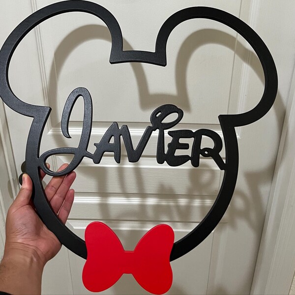 Wooden Mickey Mouse, Disney Mickey Mouse With Bow Tie, Wooden Name Sign ...