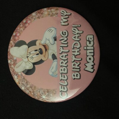 Minnie Birthday Button-disney Birthday Buttons Disney Birthday Pins ...