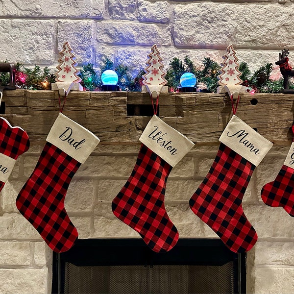 Buffalo Check Christmas Stocking - Personalized Plaid Stocking - Etsy