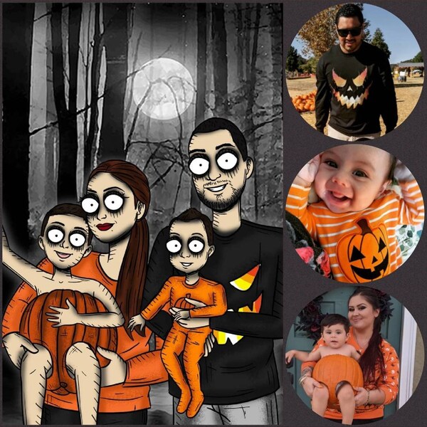 Tim Burton Style Custom Portrait - Nightmare Portrait - Handmade ...