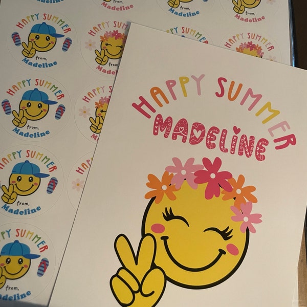 Personalized End of Year Stickers, Summer Break Labels, Kids Last Day ...