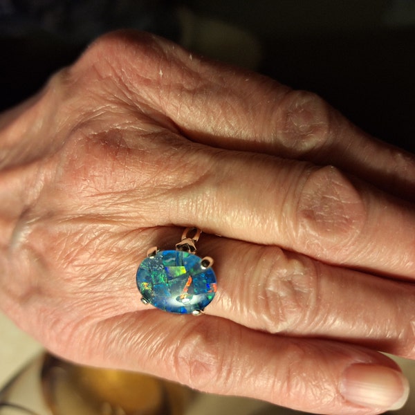 GENUINE Australian Opal Ring,mosaic Opal Ring,sterling Silver,opal Jewelry,birthstone,gift for ...