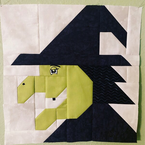 PDF Pattern - Wicked Witch Quilt Block Pattern, Halloween Quilt Block ...