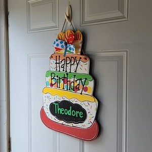Birthday Cupcake Door Hanger, Birthday Decor, Party Decor, Wood Door ...