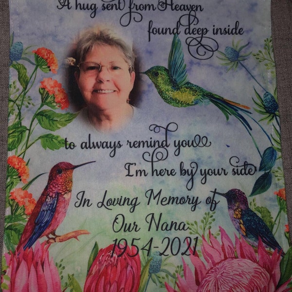 In Memory of Hummingbird Flag, Sympathy Flag, Memorial Flag, Photo Flag ...