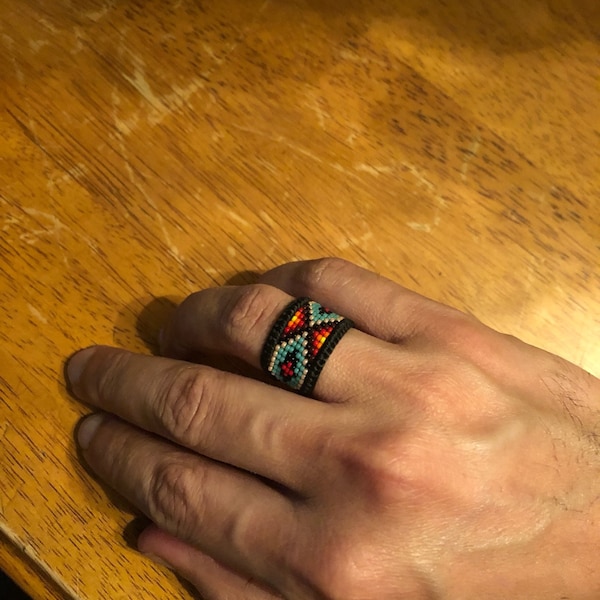 Native American, Huichol Inspired Colorful Beaded Rings, for Men and ...