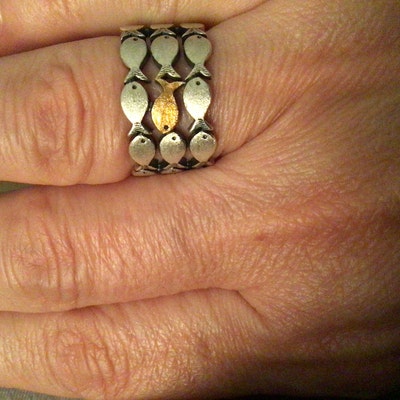 Swimming Against the Current. Sterling Adjustable Ring. School of Fish ...