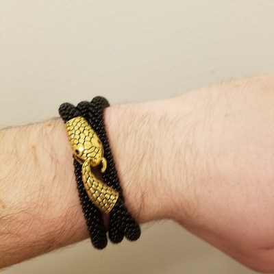 Black Snake Bracelet / Python Bracelet / Ouroboro Bracelet / Men's ...