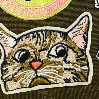 Peeping Cat Iron-on Patch, Cat Badge, Kitty Animal Decorative Patch ...