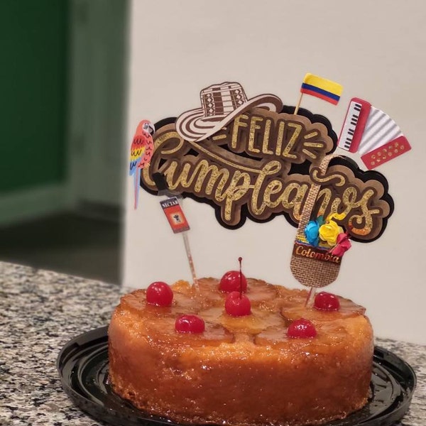Cake Topper Con Diseño Latino (colombia, Cuba, República Dominicana ...