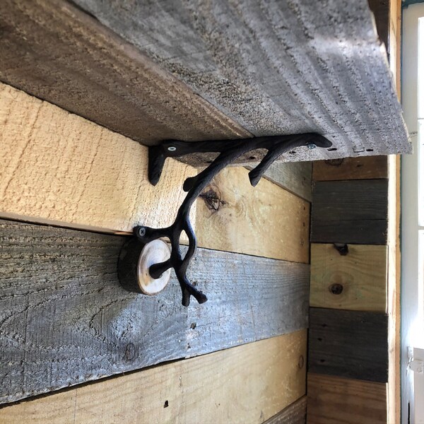 Set of 2 TREE BRANCH Brackets - Cast Iron Metal Shelf Brackets - Rustic ...