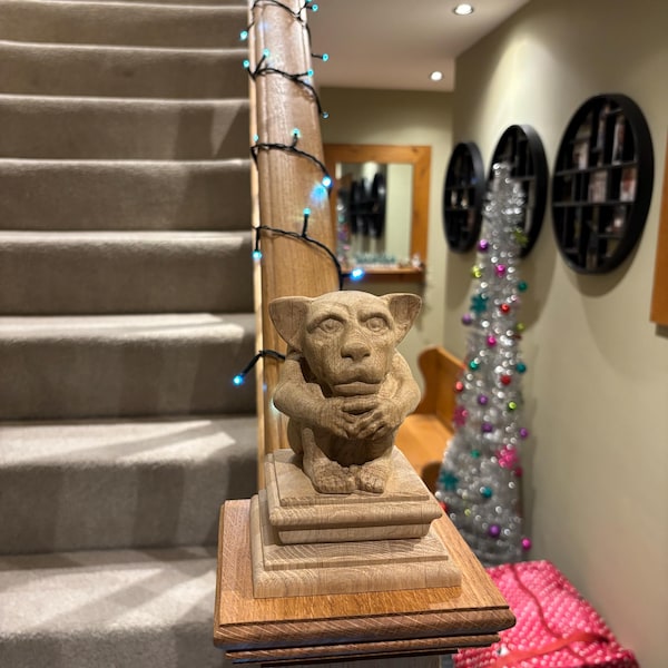 Gothic Imp Wooden Statue, Gargoyle Finial Bed Post, Gargoyle Statue of ...