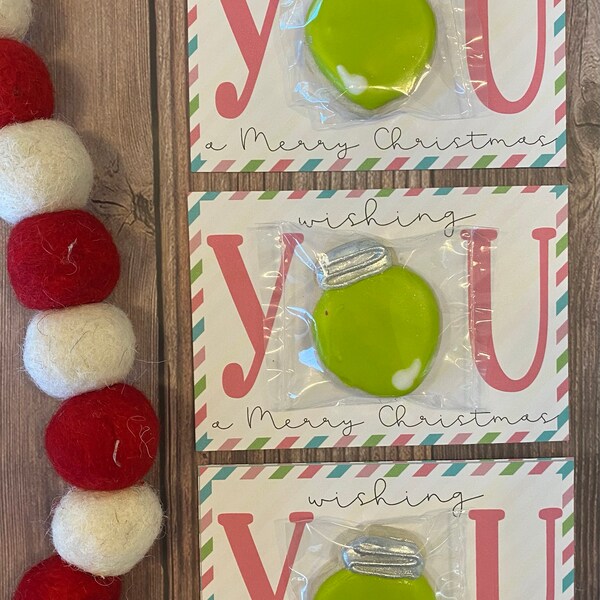 Printable Christmas Mini Cookie Card 5" X 3.5" Wishing YOU a Merry ...