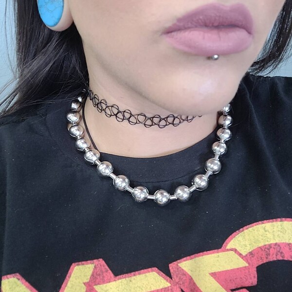 12mm Ball Chain Necklace Choker 18" ~ Extra Large Beads ~ Oversized ...