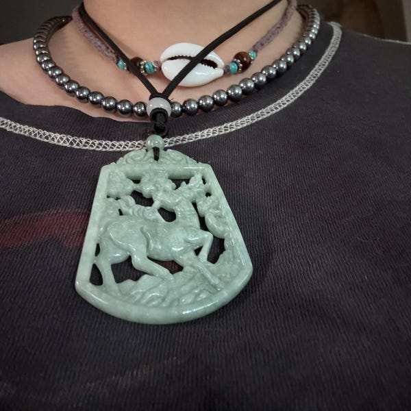 Real Green Jade Snake Necklace, Chinese Zodiac Year of Snake Charm ...