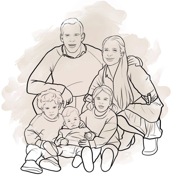 Custom Line Drawing Custom Family Drawing From Photo, Christmas Gift ...