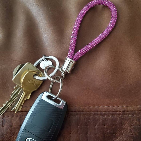 Silver Pink Rhinestone Keychain, Unique Gift for Mom Woman Her Friend ...