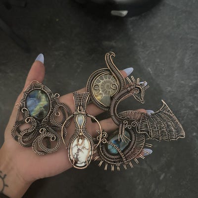 Excellence Ammonite Fossil Wire Wrap Copper Pendant, Ammonite Fossil ...