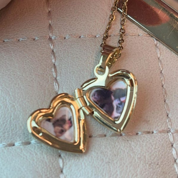 18k Gold Plated Heart Locket - Dainty Heart Locket With Photos - Locket ...
