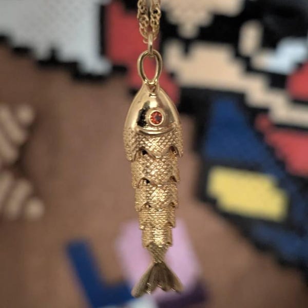 Movable 3D Articulated Fish Necklace, Pave Fish Necklace, Pisces ...