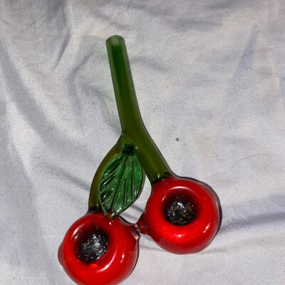 Double Bowl Pipe Glass Cherry Pipe Double Bowl Cherry Bowl - Etsy