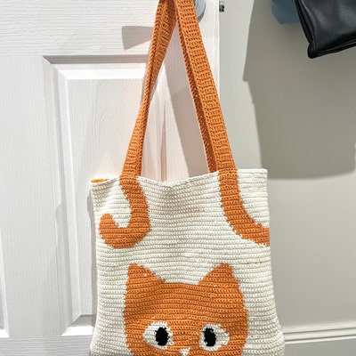 Cute Cats Bag Crochet Pattern, Crochet Bag Pattern, Crochet Tote Bag ...