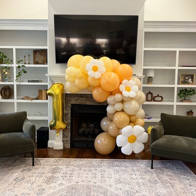 Boho Daisy Flower Balloon Garland Kit Dusty Rose and Retro Yellow ...