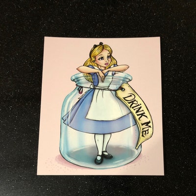 Drink Me Mini Alice in a Bottle Alice in Wonderland Postcard - Etsy