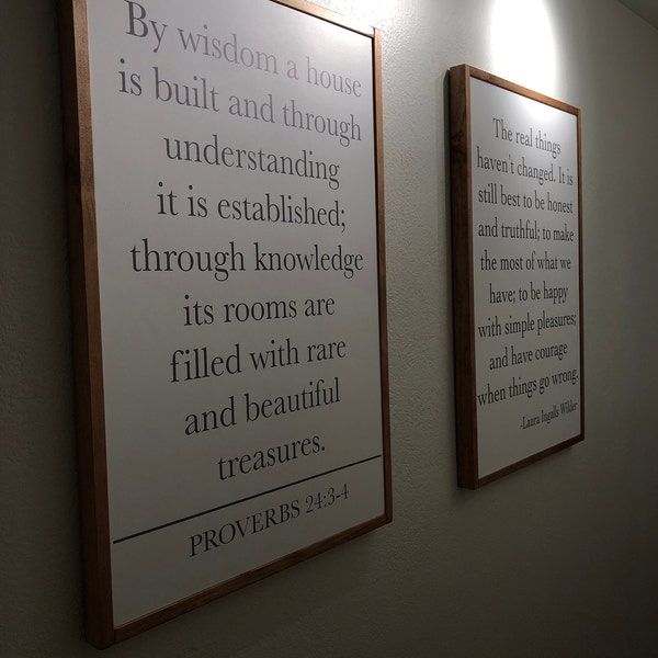 By Wisdom a House is Built Sign | Proverbs 24 Wood Sign | Large Framed ...