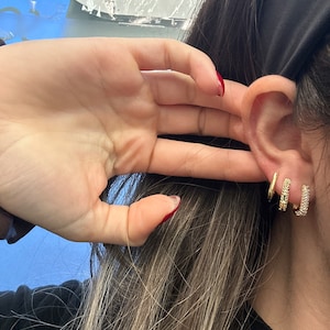 Pierced Earring Set Silver Stacking Earring Set Minimal Ear Stack for ...