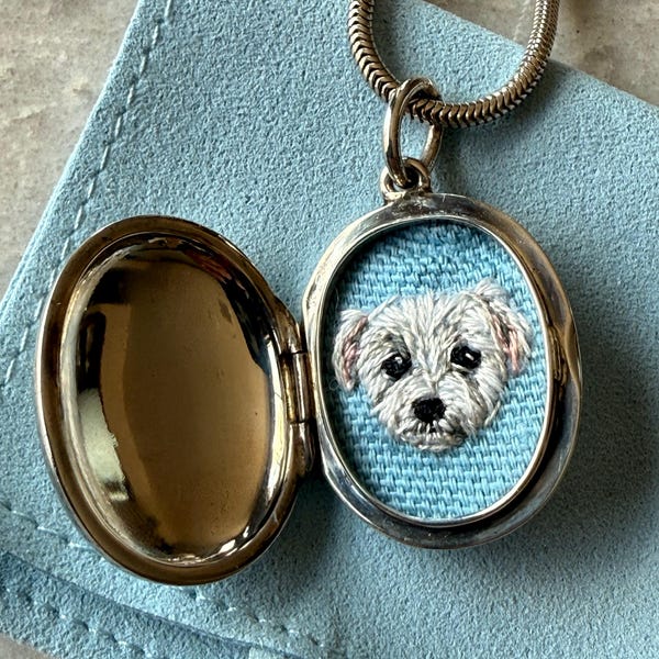 Custom Embroidery Portrait Dog Necklace| Custom Jewelry for Mom Dog ...