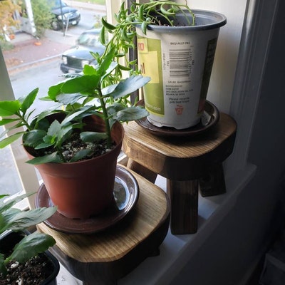 2 Mini Tabletop Solid Wood Rustic Plant Stand / Riser / Farmhouse Decor ...