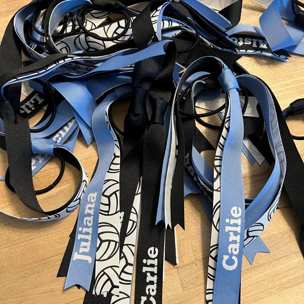 Custom Personalized Sports Team Ribbon, Ponytail Hair Ties, Streamer ...