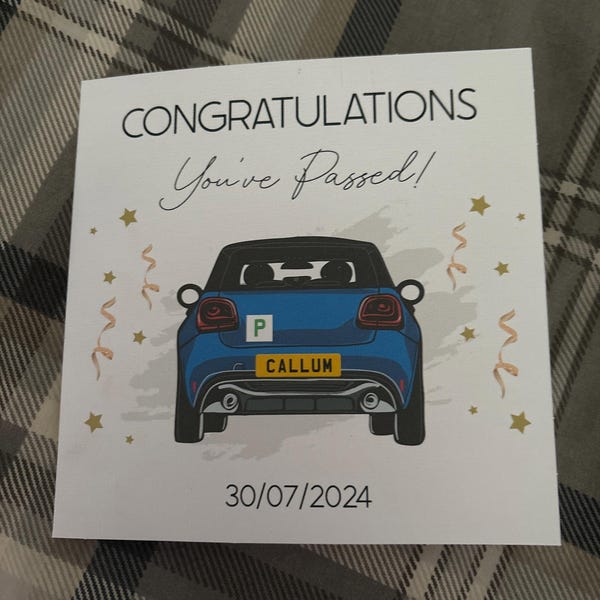 Personalised Congratulations Driving Test Greetings Card - Passed ...