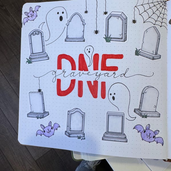 DNF Graveyard Sticker Sheet | 9 Stickers | Easy to Write On! | Bookish ...