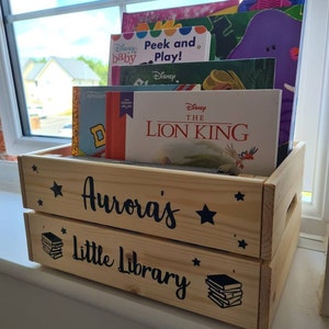 Personalised Book Crate Little Library Story Book Box Personalised Book ...