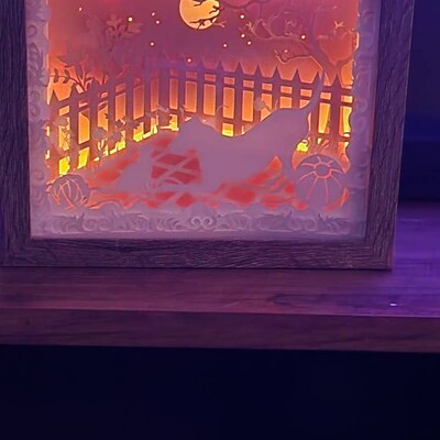 Cat and Dog 1 Shadow Box Files, Paper Cut Light Box Template Files ...