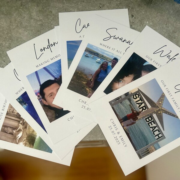 Polaroid-style Photo Table Numbers & Name Cards for Wedding Seating ...