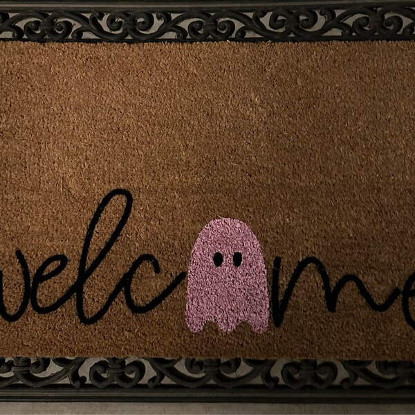 Halloween Doormat, Ghost Welcome Mat, Pink Halloween Decor Outdoor, Boo ...