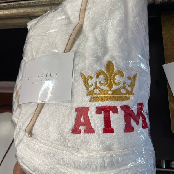 Personalized Turkish Plush Robe With Piping, Monogrammed 100% Cotton ...