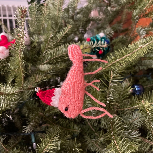 Cornish Knitted Santa Prawn Shrimp Coloured Prawn - Etsy