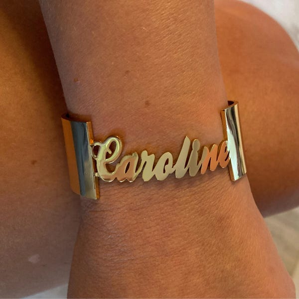 Custom Name Bangle, Personalized Cuff Bracelet, Handmade Jewelry - Etsy